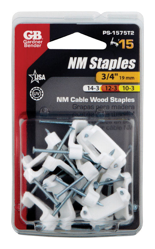 Gardner Bender 3/4 in. Plastic Polyethylene NM Cable Staple 15-Pack PS ...