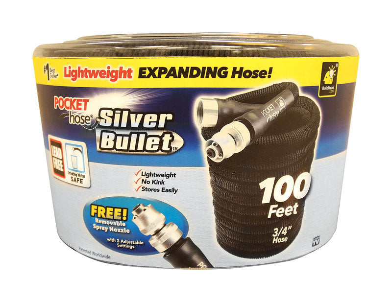 Pocket Hose Silver Bullet 3/4 in. D X 100 ft. L Expandable Garden Hose ...